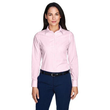 L-D645W Ladies Devon & Jones Crown Collection Banker Stripe Woven Shirt ...